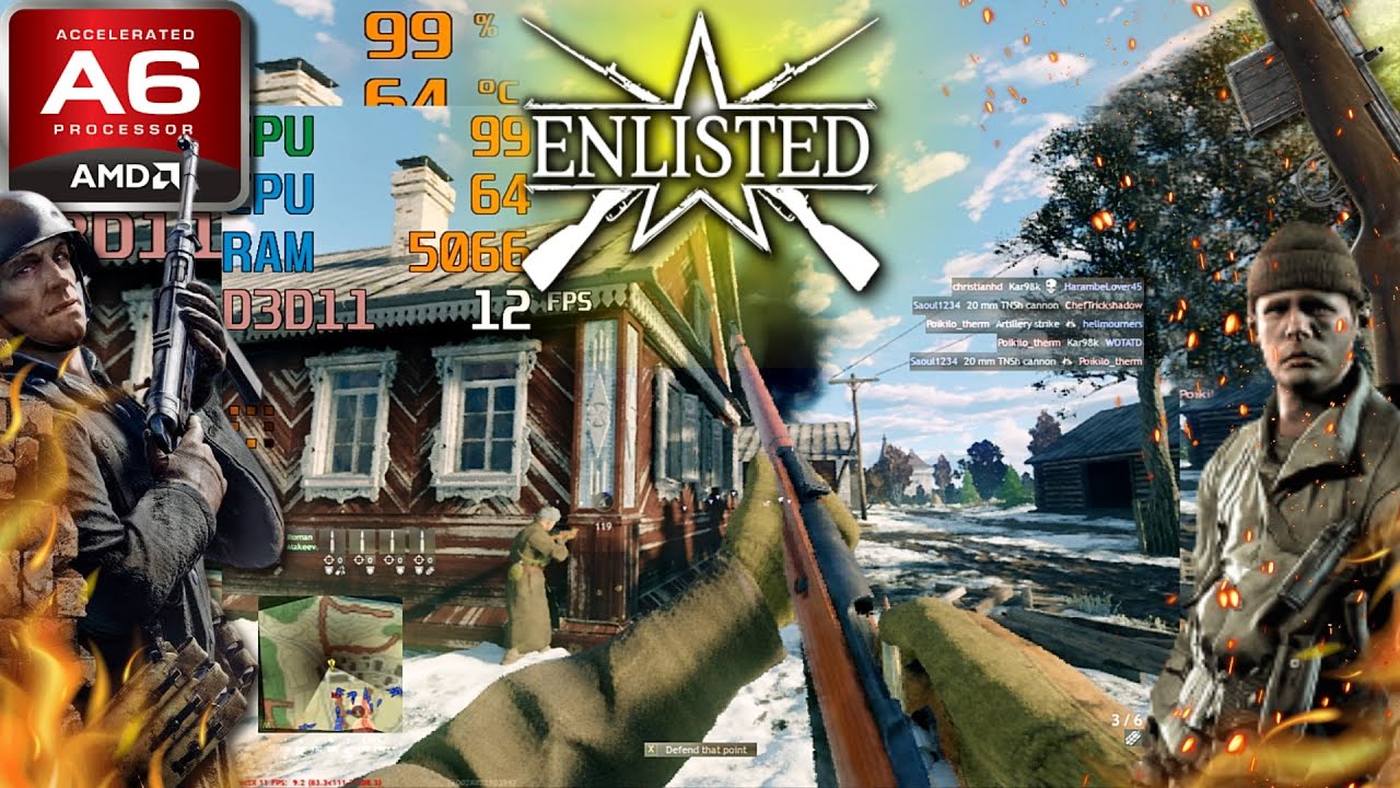 Enlisted (AMD A6, Radeon R4 Graphics) Low End PC (512MB) - YouTube