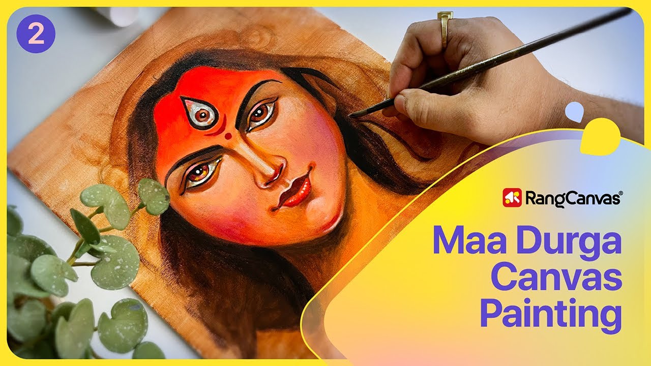 Durga Maa Face Painting on Canvas | Maa Durga drawing Tutorial | Durga ...