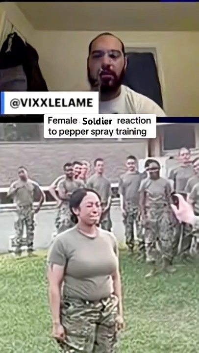 Female soldier reaction to pepper spray training - YouTube
