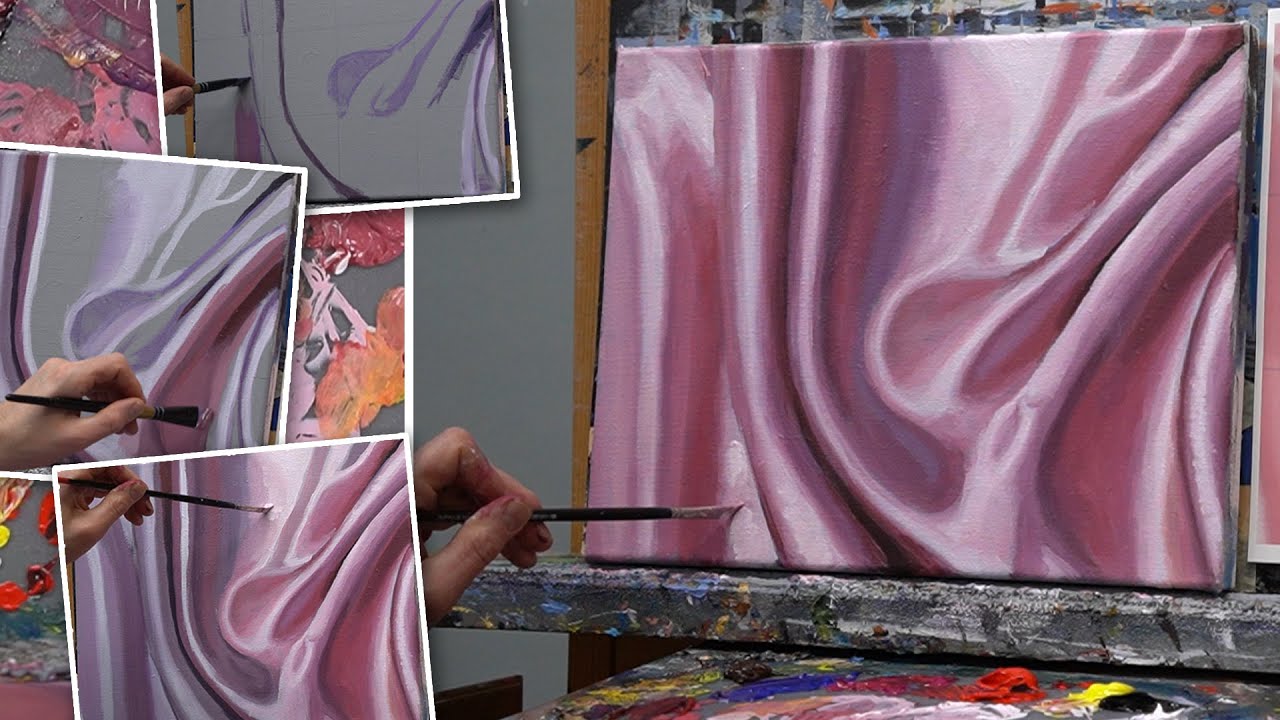 Painting Silk or Satin Fabric Folds with Acrylics | Step by Step for a ...