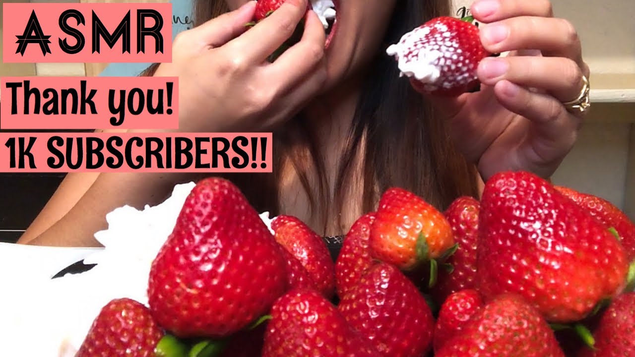ASMR STRAWBERRIES AND WHIPPED CREAM #mukbang #Asmr - YouTube
