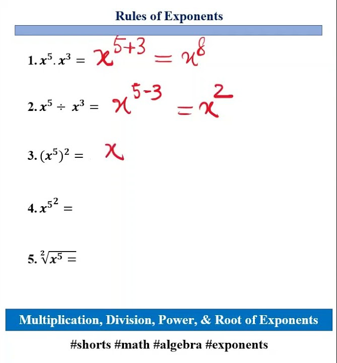 Rule of Exponents || Multiplication, Division, Power, & Root of Exponents - YouTube
