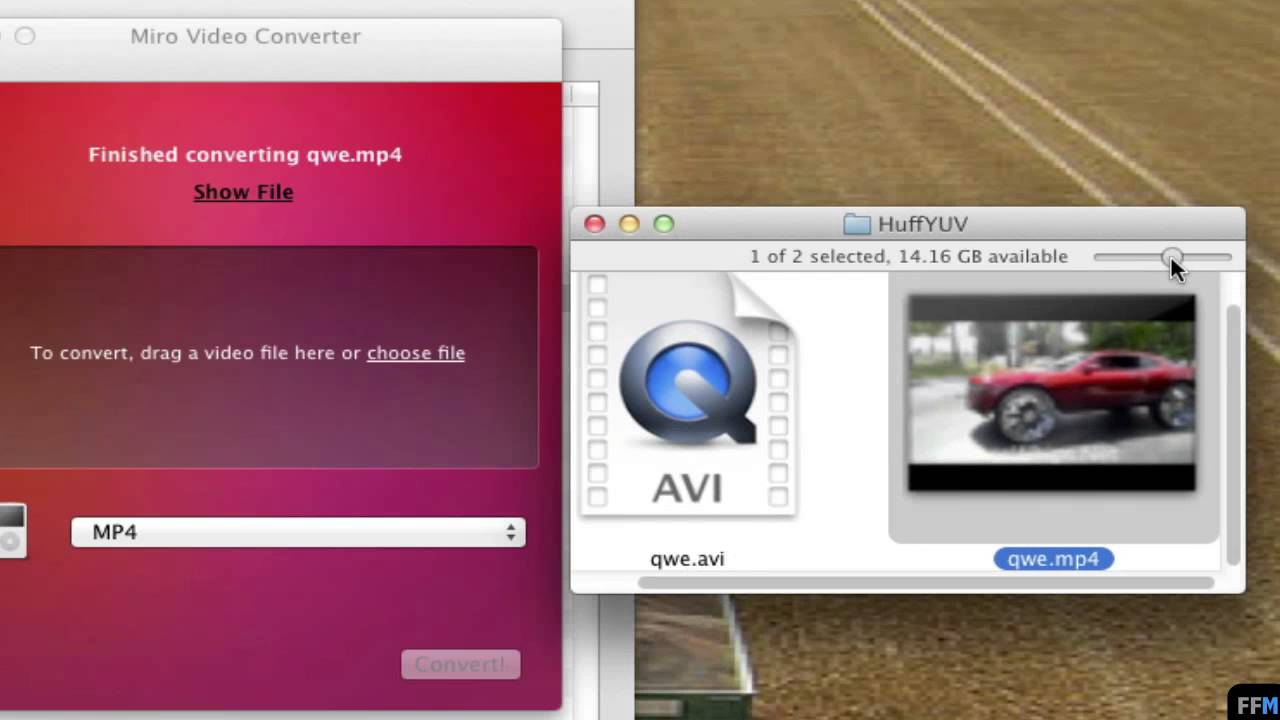 Convert HuffYUV in .AVI to .MP4 Free on Mac - YouTube