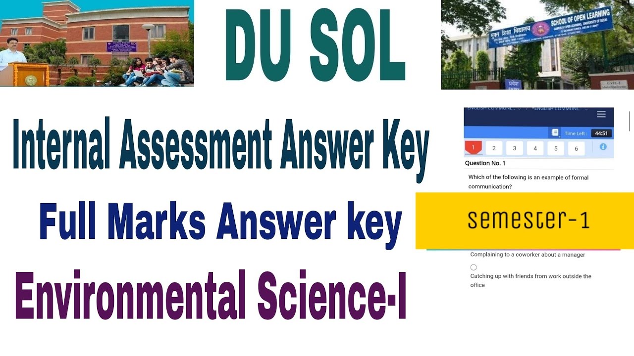 DU Sol Semester Environmental Science- l Internal Assessment answer key ...