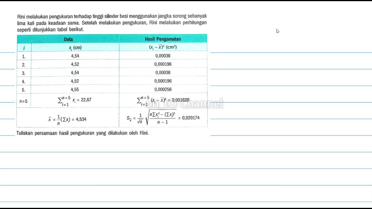 Rini melakukan pengukuran terhadap tinggi silinder besi menggunakan ...