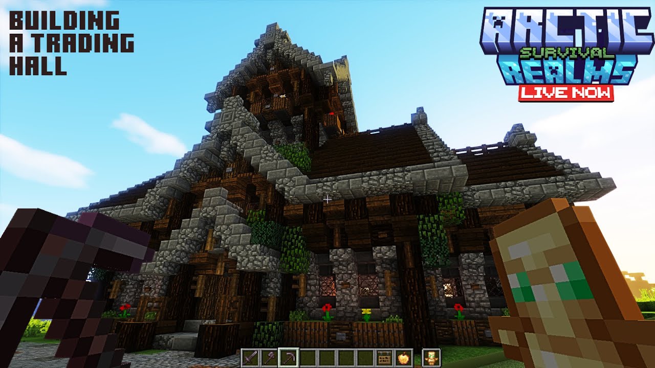 Arctic Realms | Making a villager trading hall | Part - 2 | *LIVE ...