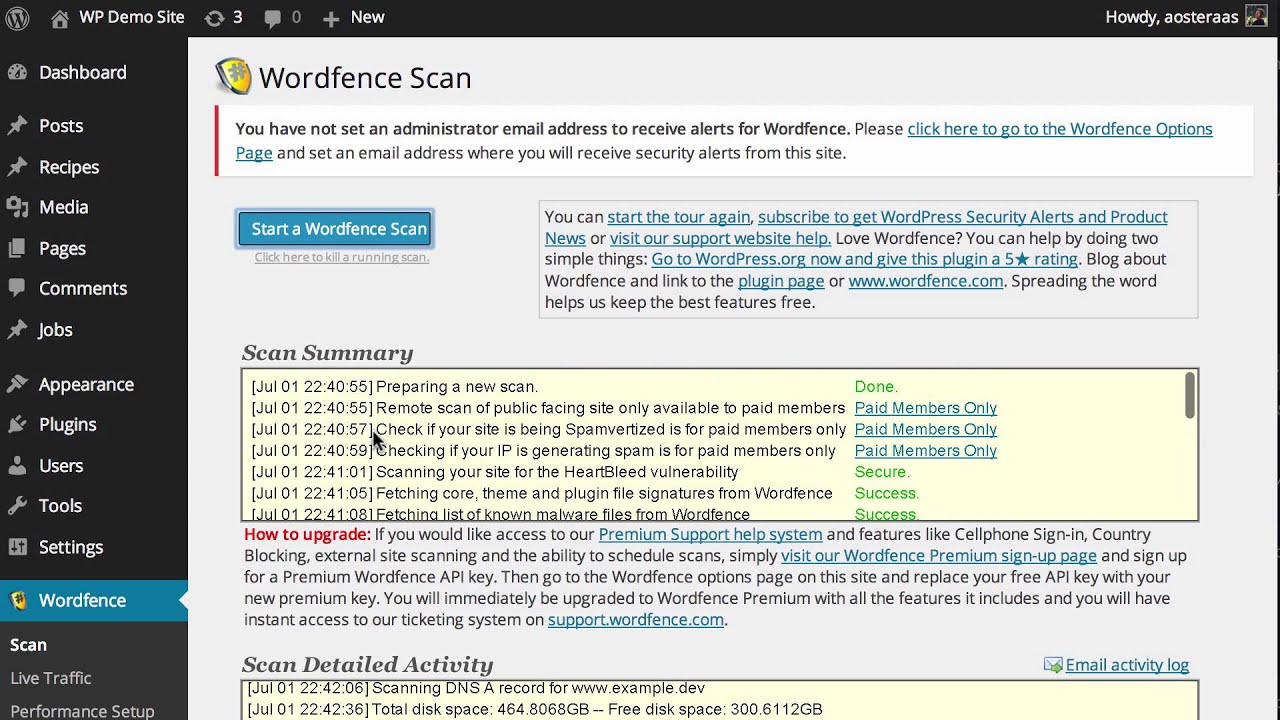 How to Run a Site Scan in Wordfence Security - YouTube