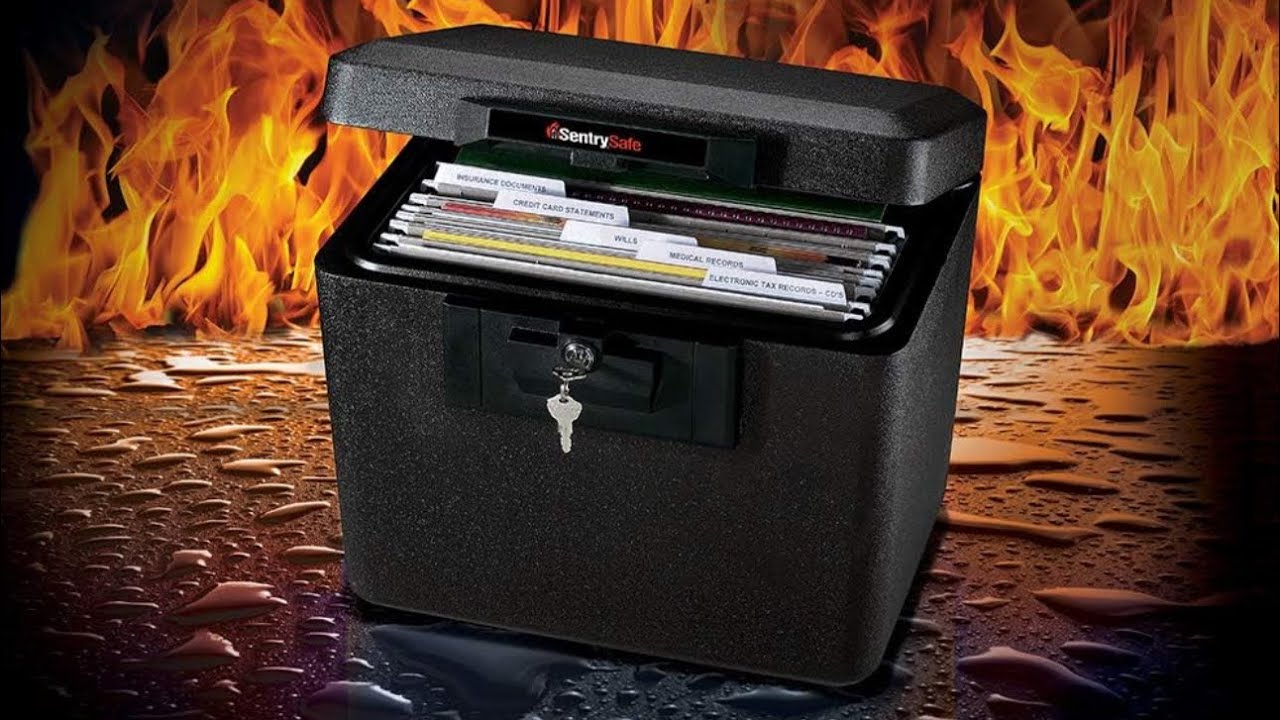 SentrySafe Black Fireproof Document Box with Key Lock - YouTube