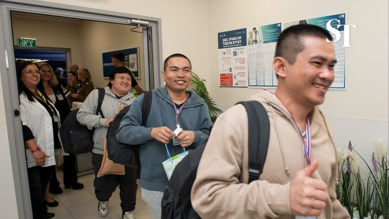 Thai hostages released by Hamas arrive at Israeli hospital - YouTube