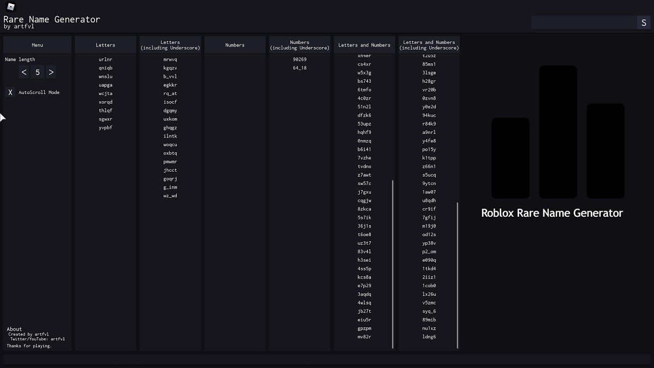 Rare Names Generator List | Roblox - YouTube