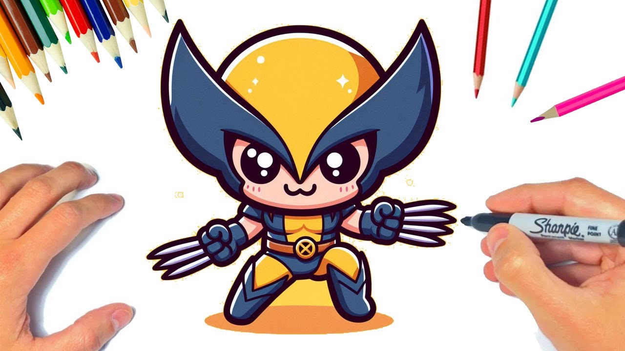 How To COLOR WOLVERINE KAWAII EASY drawings Step by step KAWAII For ...