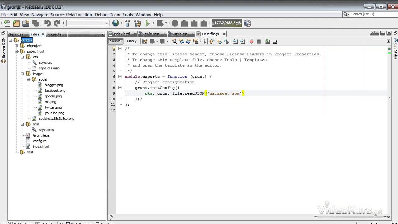 Instalacja i konfiguracja Grunt.js oraz czym jest package.json? - YouTube