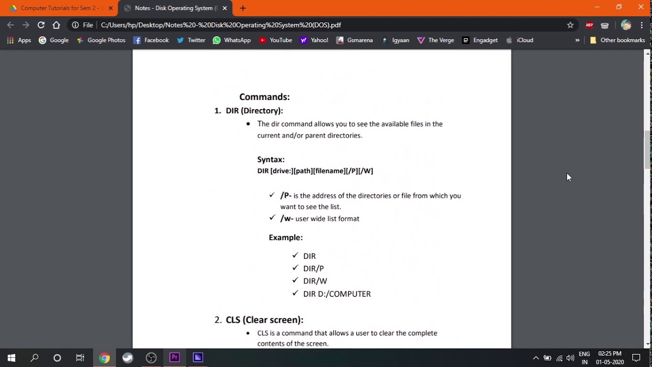 Introduction to DOS and basics of DOS Class Notes Material - YouTube