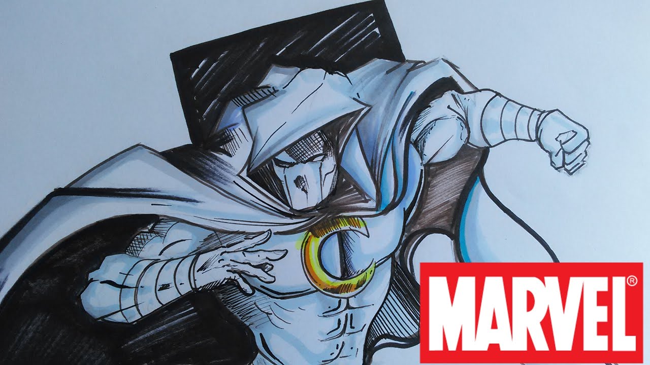 Moon Knight, Marvel Comic Drawing - YouTube