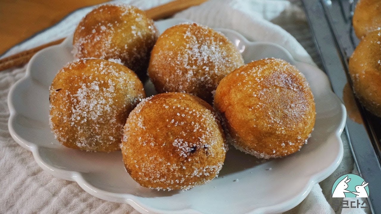 쫀득한 찹쌀도너츠 만들기 / 팥도너츠 만들기 노밀가루 [Sticky rice donuts] - YouTube