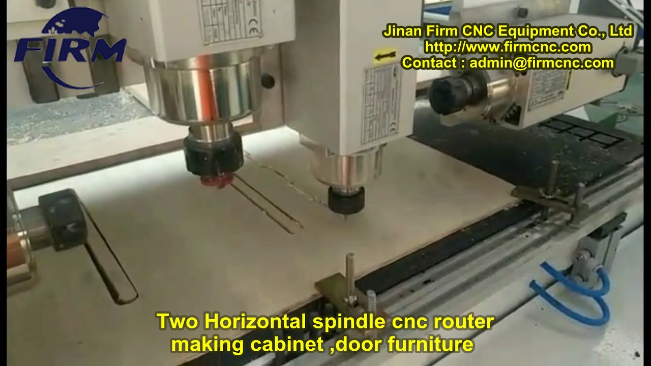 Two Horizontal spindle cnc router making cabinet ,door furniture - YouTube