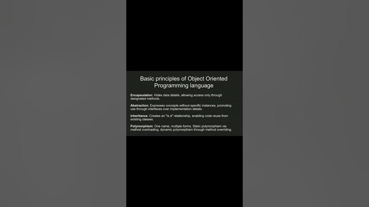 Oops Principles Javadevelopment Javaprogramming Programmingbasics Youtube