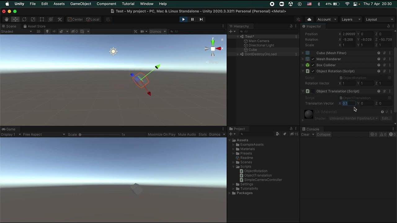 Unity separar componentes de rotación y traslación - YouTube