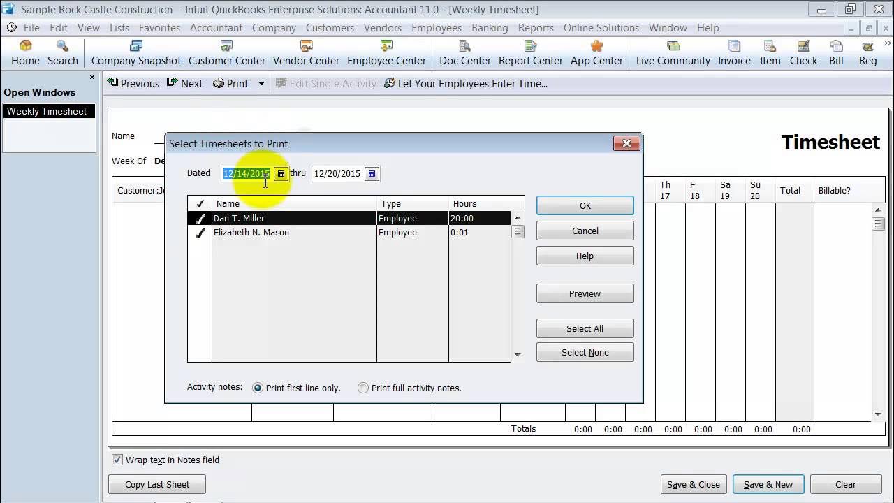 QuickBooks Training - Print Timesheets - QuickBooks Time - Learn ...