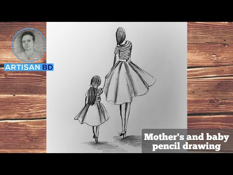 how to draw mothers love for beginners - step by step "pencil drawing ...