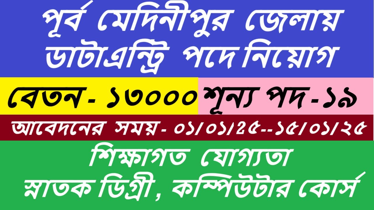 Purba Medinipur Data Entry Operator Recruitment / Purba Medinipur ...