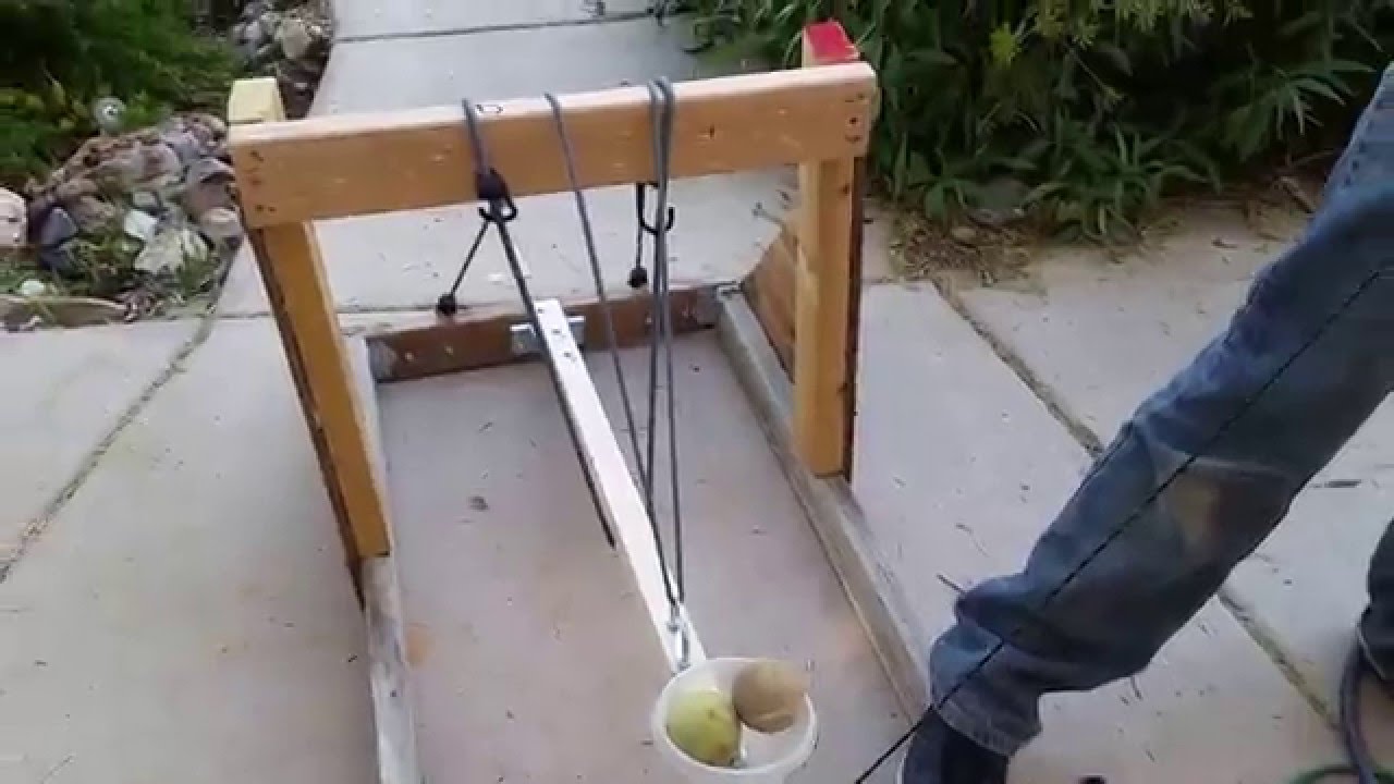 Wooden catapult built for Boy Scouts - YouTube