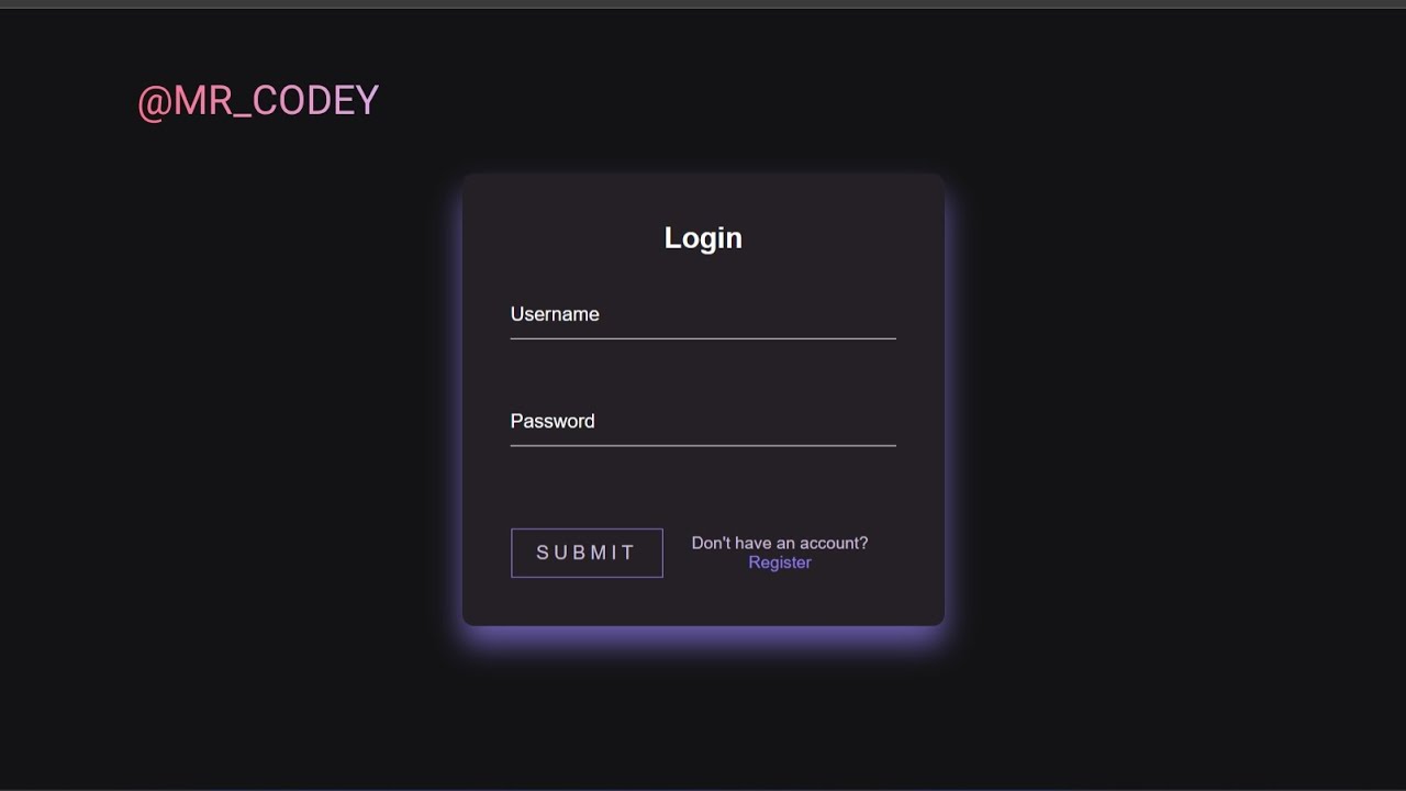 Simple Modern Login Form Using Html And Css Mr Codey Youtube