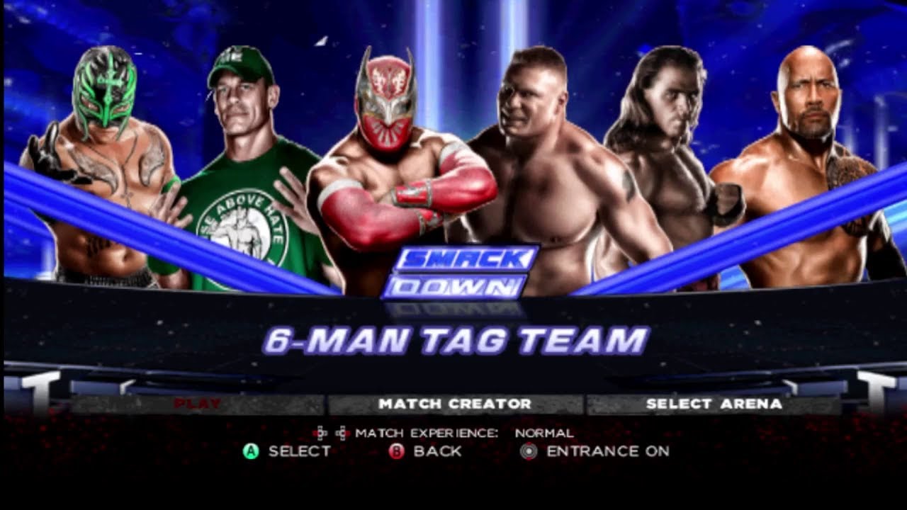 WWE 2K13 | Team John Cena VS Team The Rock 6 - Man Tag Team Match - YouTube