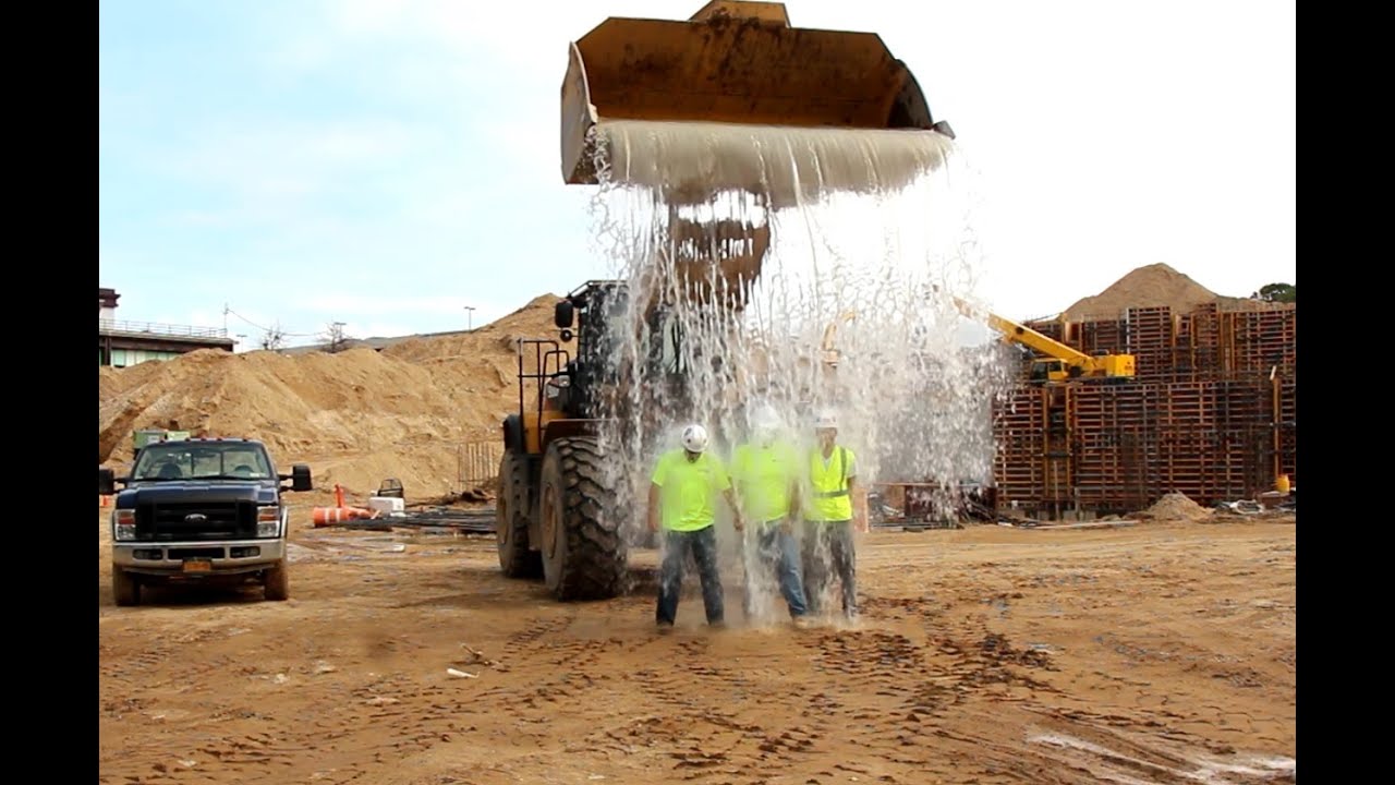 Ice Bucket Challenge With a Caterpillar 980 Wheel Loader - YouTube