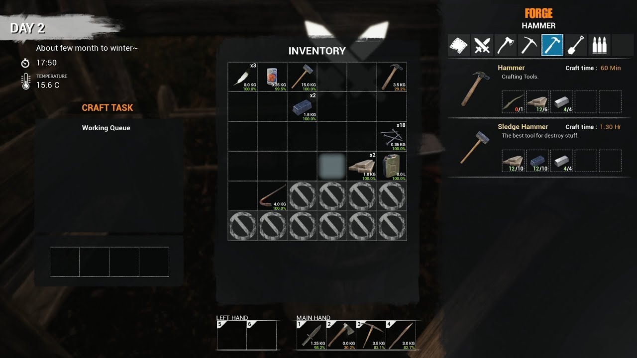 Mist Survival, S2EP2, Mining, Upgraded Workbench, Sledgehammer, Day 2 ...