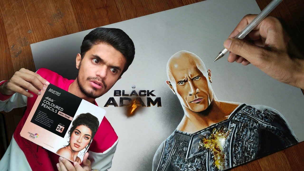Drawing Black Adam⚡the roke hyperrealistic 3d art - YouTube