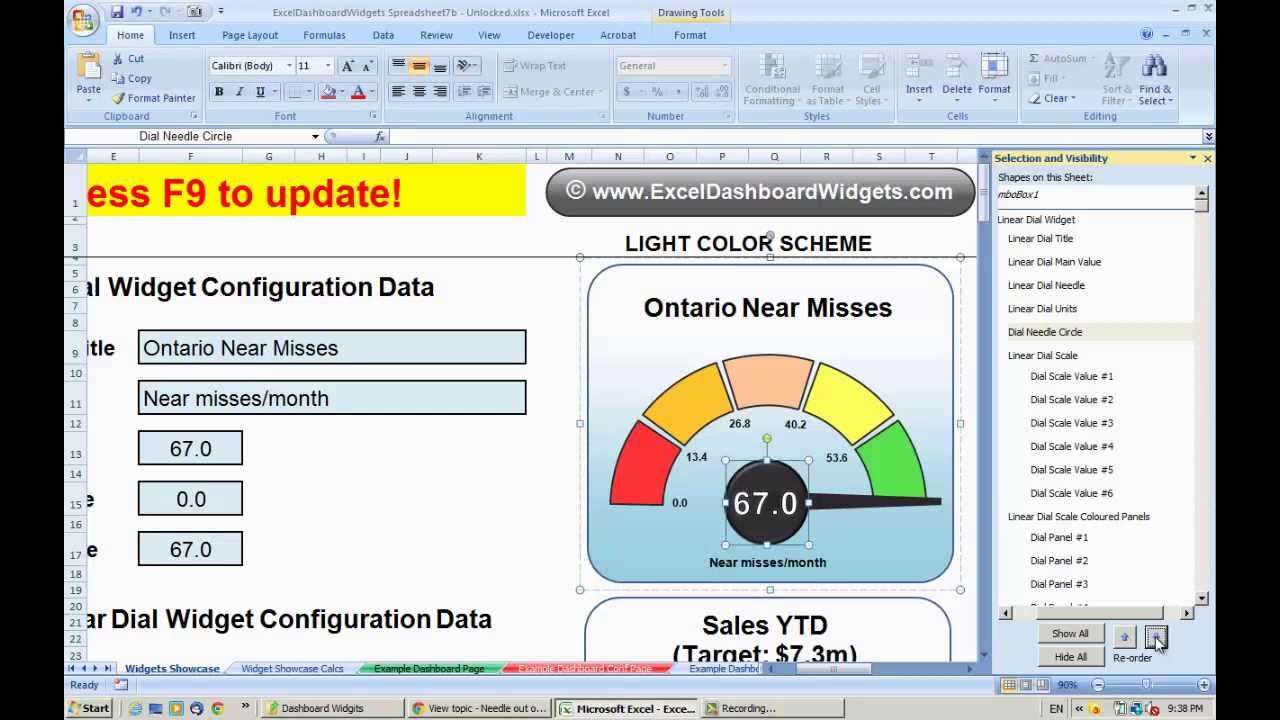 Excel Dashboard Speedo Dial Tutorial - Realigning the Needle - YouTube