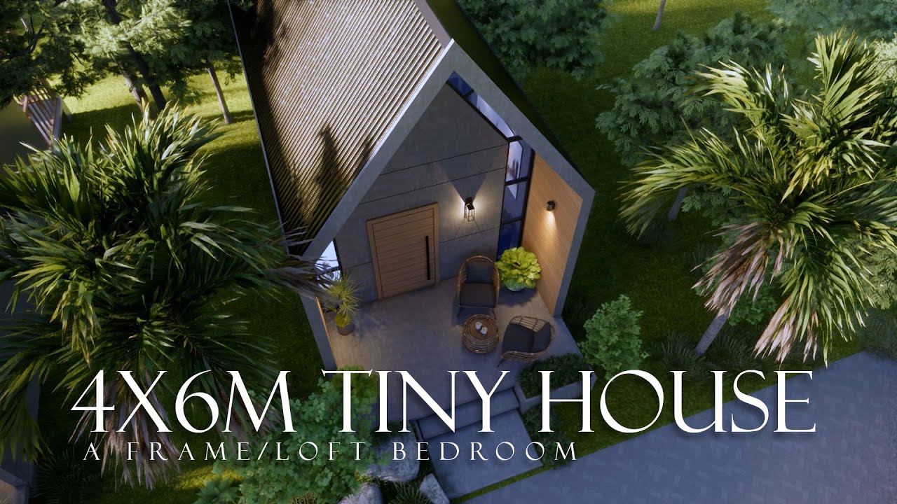 4x6m A Frame Loft Tiny house stunning full house tour - YouTube