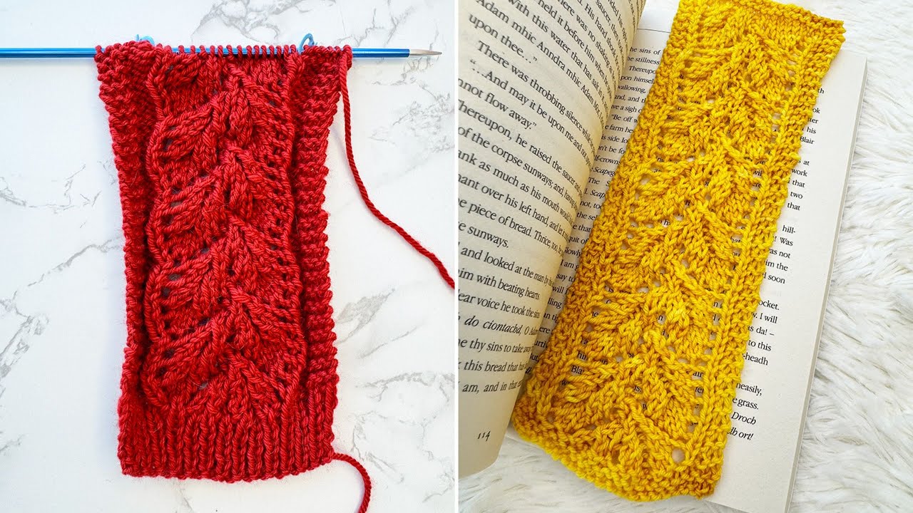 How To Knit The Lace Leaves Pattern - YouTube