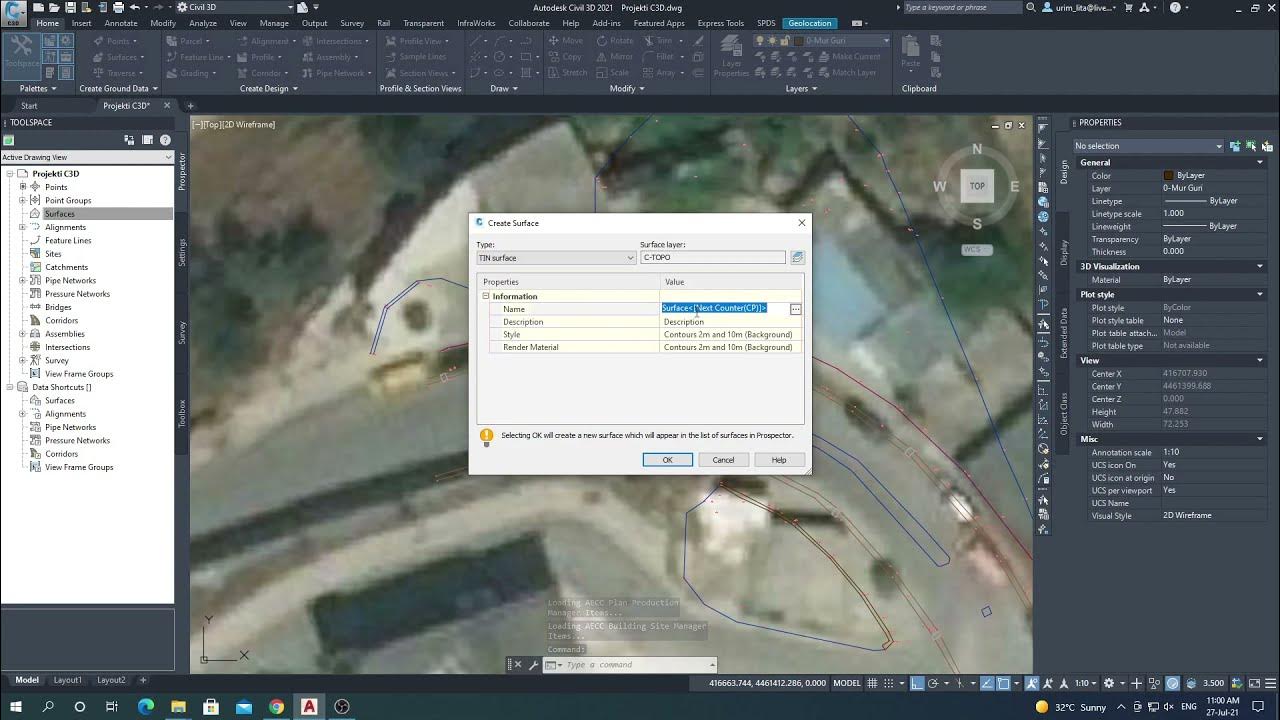 Autodesk Civil 3D 2021 - Creating DTM Surface - YouTube