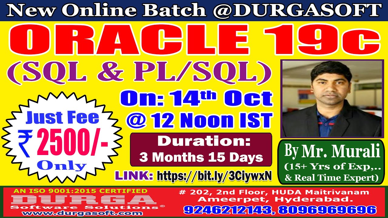 ORACLE 19c Online Training @ DURGASOFT - YouTube