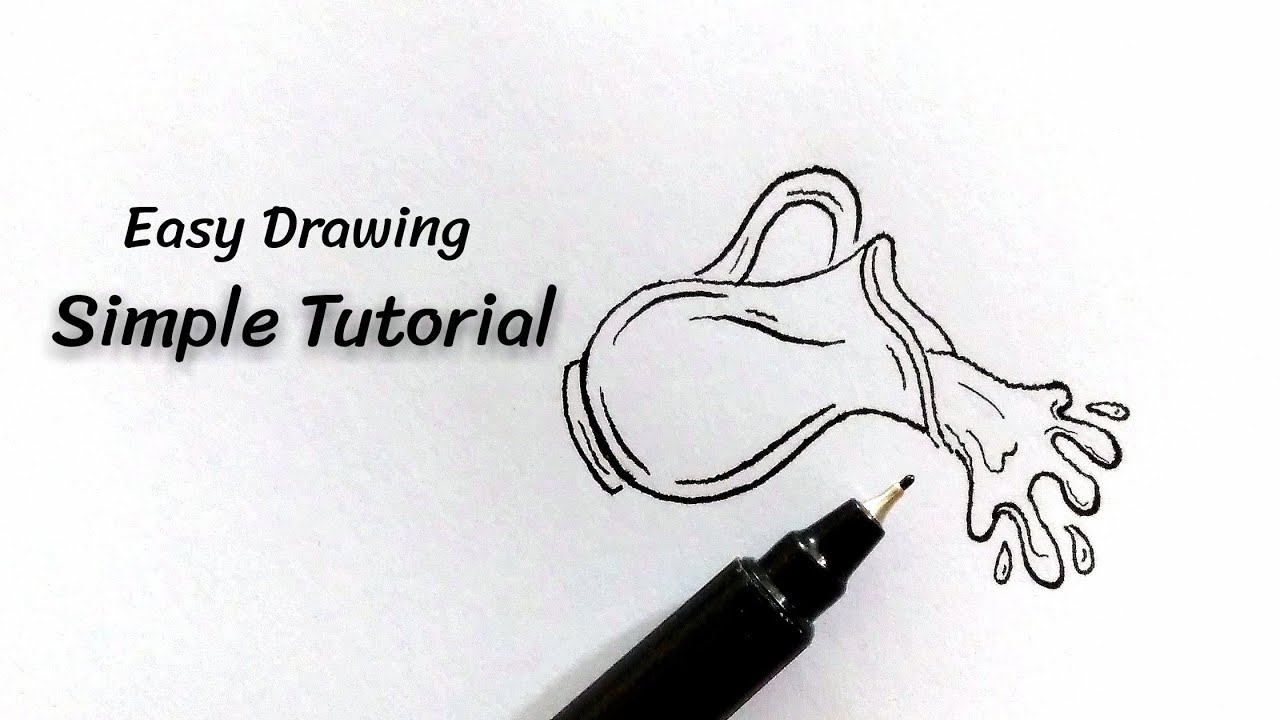 Pouring Water Easy Pen Draw For Beginners | Simple Drawing Tutorial By ...
