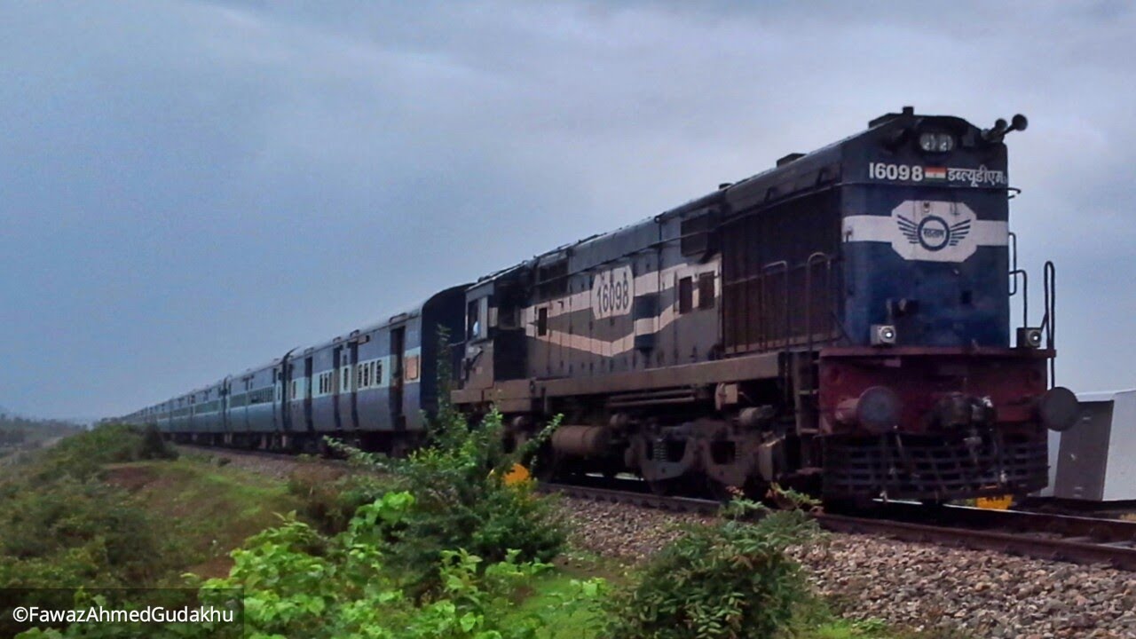 Bhavnagar Express With Ratlam WDM3A Chugging Past Rain Drenched ...