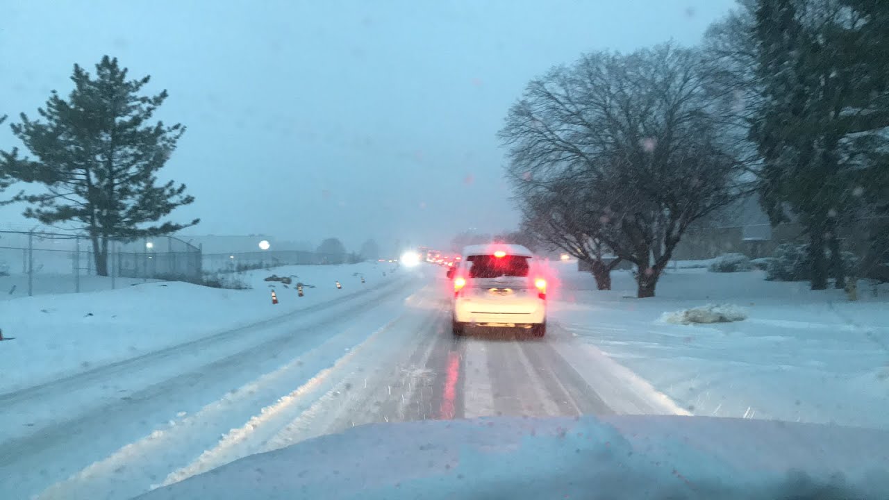 Snow Storm Live on the road with dashcam - YouTube