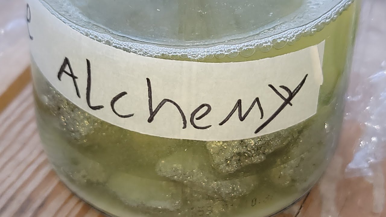 dissolving iron pyrite with vinegar - YouTube