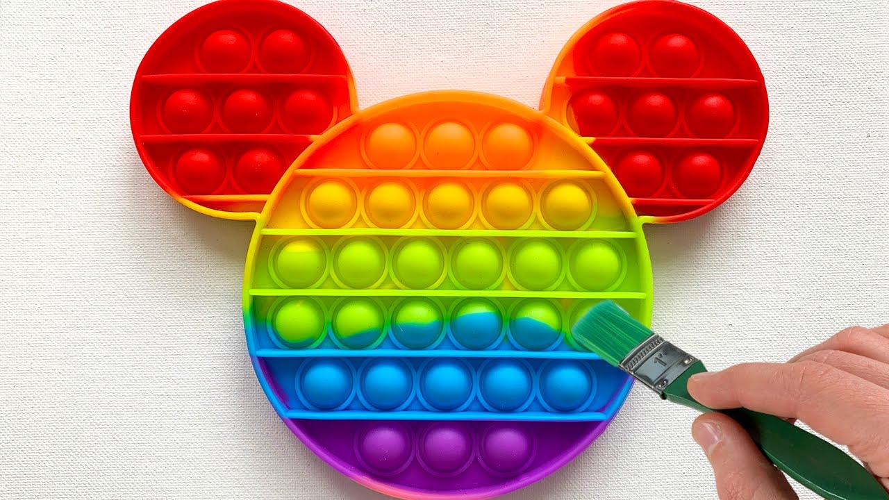 Pop It Mickey Mouse｜Easy Rainbow Dots Acrylic Painting Technique ...