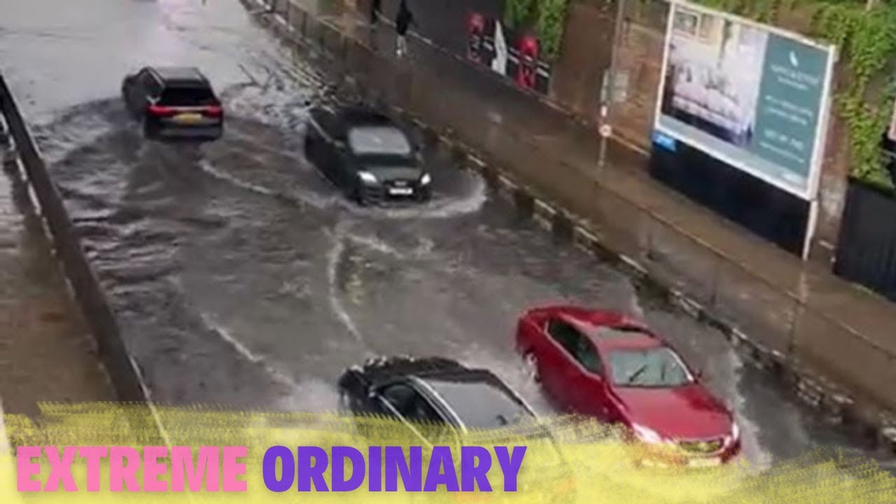 Heavy rain causes flooded streets in London 2021 - YouTube