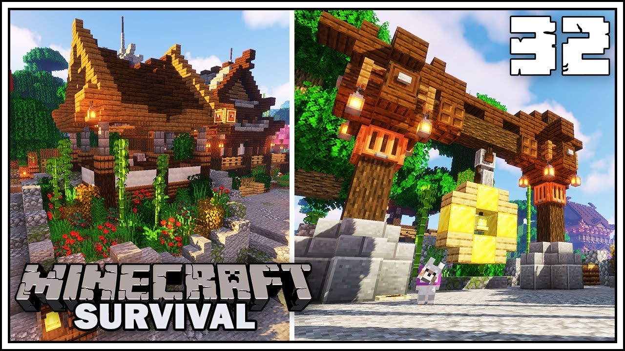 Asian Village Cart Maker & Gong!!! Episode 32 Minecraft 1.14.4 Survival ...