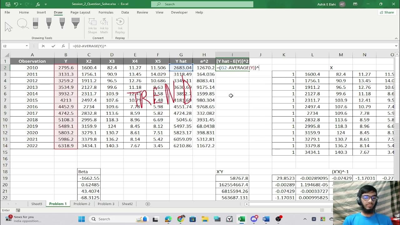Multiple Linear Regression In Excel || Question Solve - YouTube