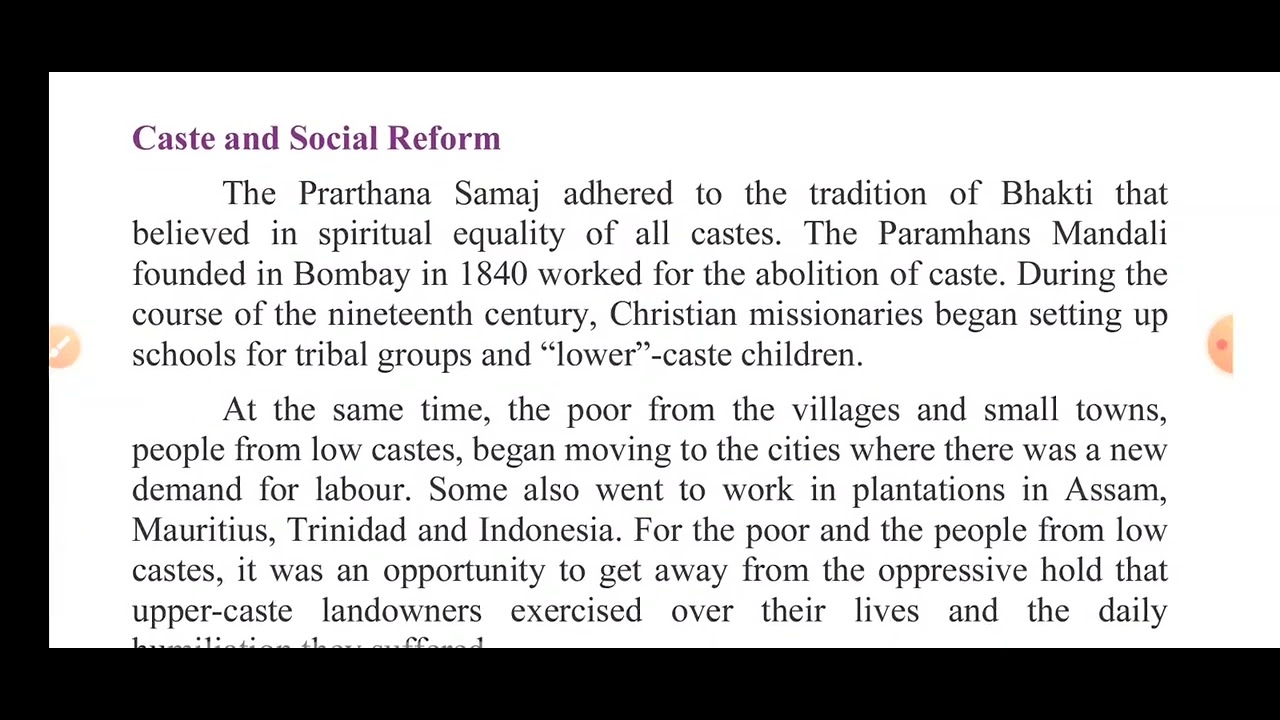 Class VIII Social Science (History) Chapter 8 Women Caste and Reforms ...