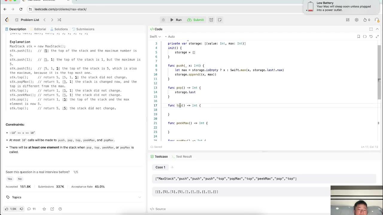 Max Stack - LeetCode 716 - Swift - YouTube