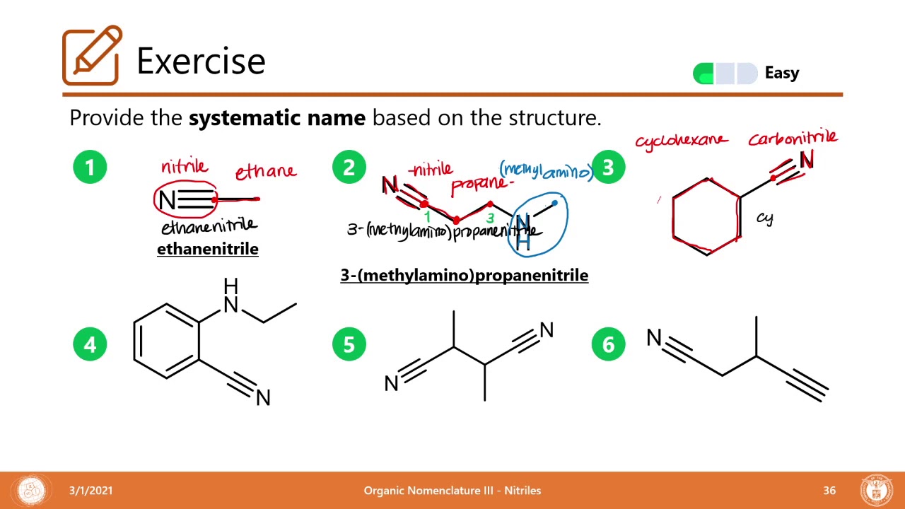 Organic Nomenclature III - #2 - Nitriles, Amides, and Acyl Halides ...