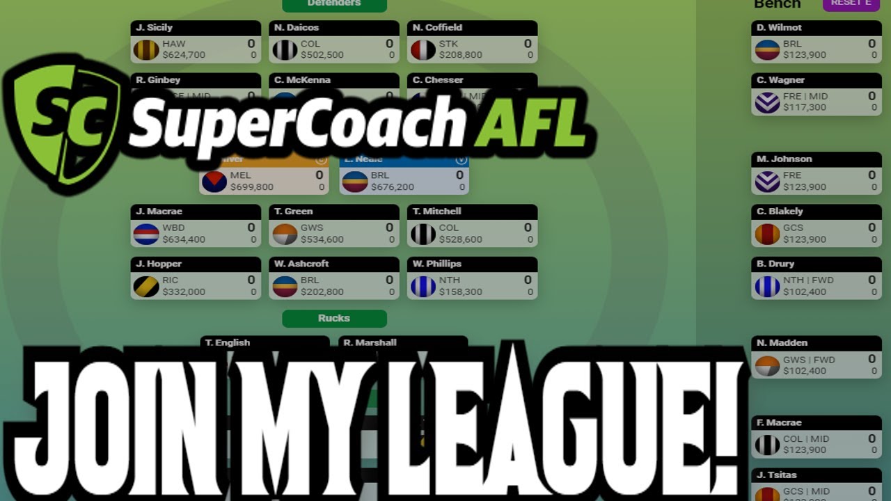 AFL Supercoach- Join My League! - YouTube