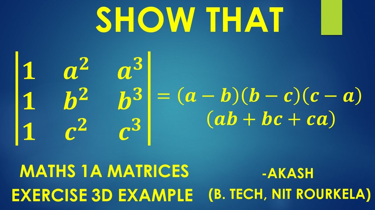 Maths 1A Matrices Exercise 3d Example 3 Solution | Class 11 ...