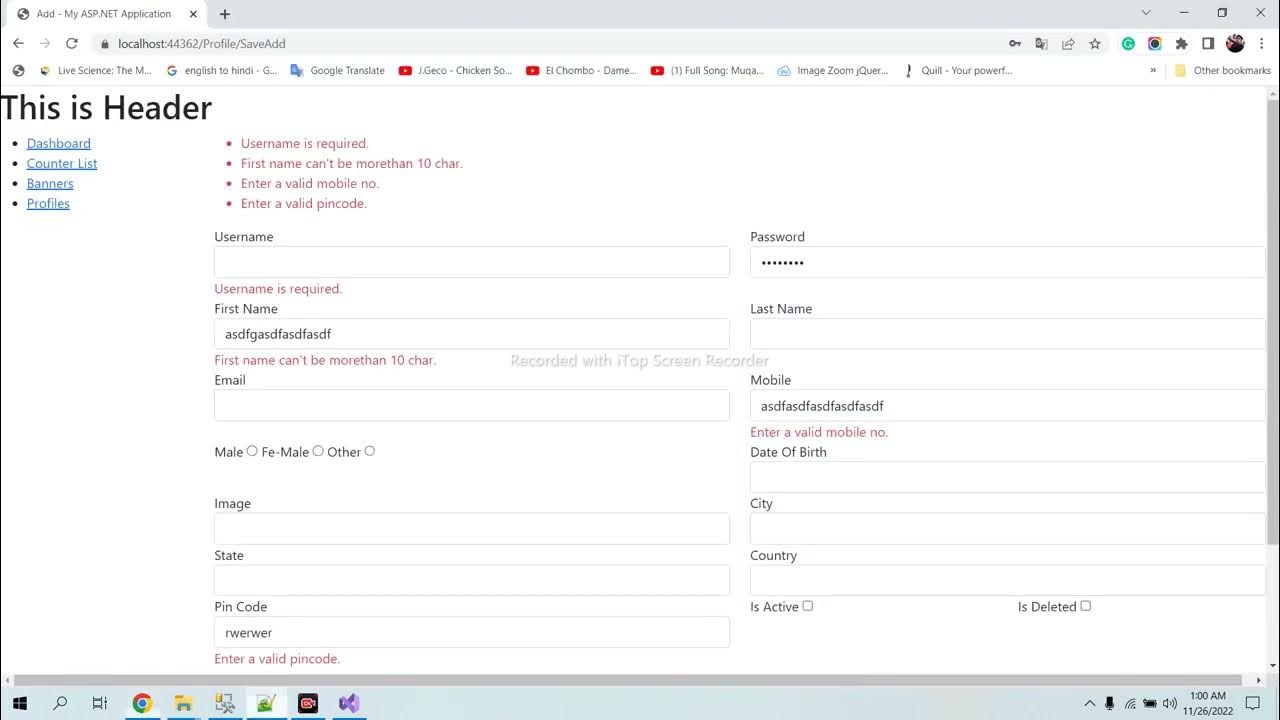 C# MVC Validation-5 ValidationSummary And Custom Message - YouTube
